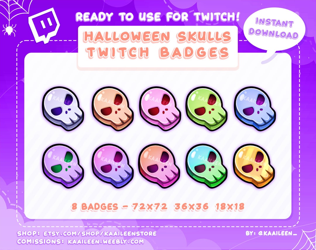 Halloween Skulls Twitch Sub Badges | Spooky Bit Badges | Streamer ...