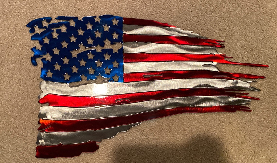 Flag Metal Art - Tattered Flag Powder Coated - Etsy