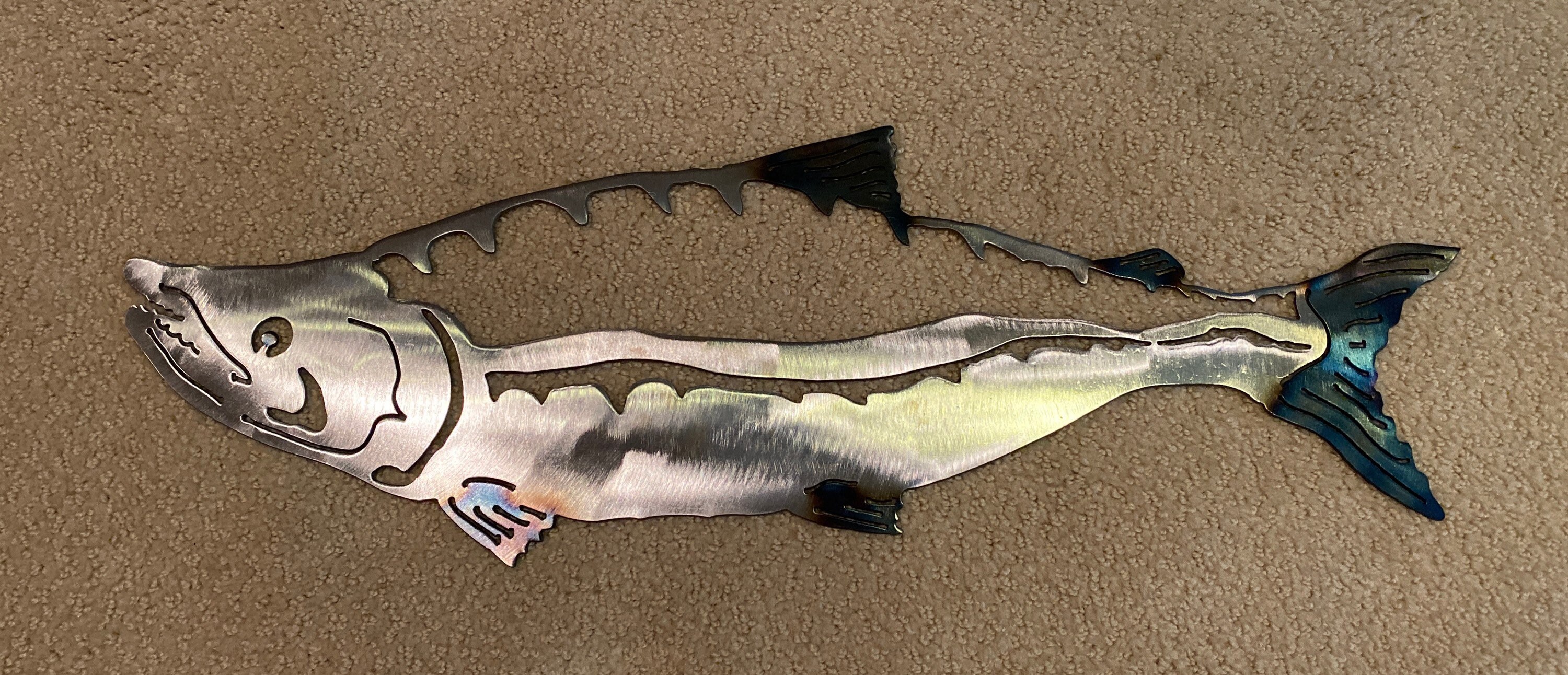 Salmon Metal Art 22”x8” - Etsy