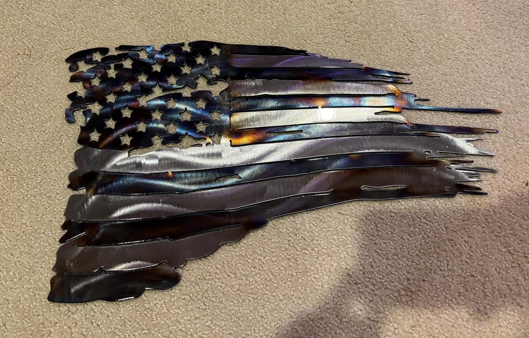 Flag Metal Art - Tattered Flag Powder Coated - Etsy