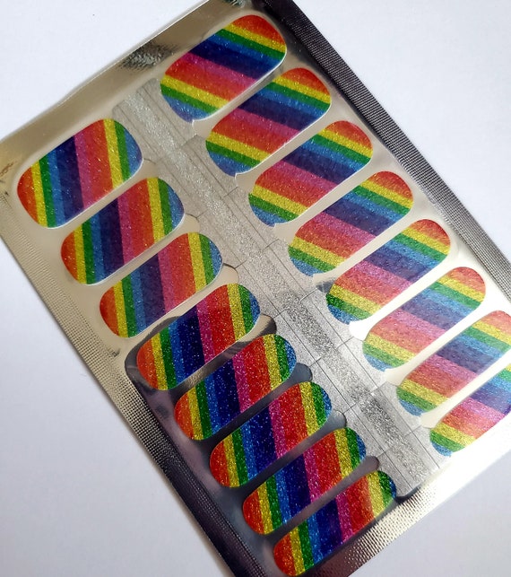 RA010 dynamite Diagonal Rainbow Glitter 100% Nail - Etsy