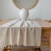 Cream Table Runner, Frayed Cotton Table Runner, Linen Table Runner ...
