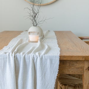 Sand Table Runner, Light Beige Frayed Cotton Table Runner, Linen Table ...