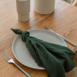 Emerald Green Organic Cotton Napkins: Frayed Edge Linen - Etsy Australia