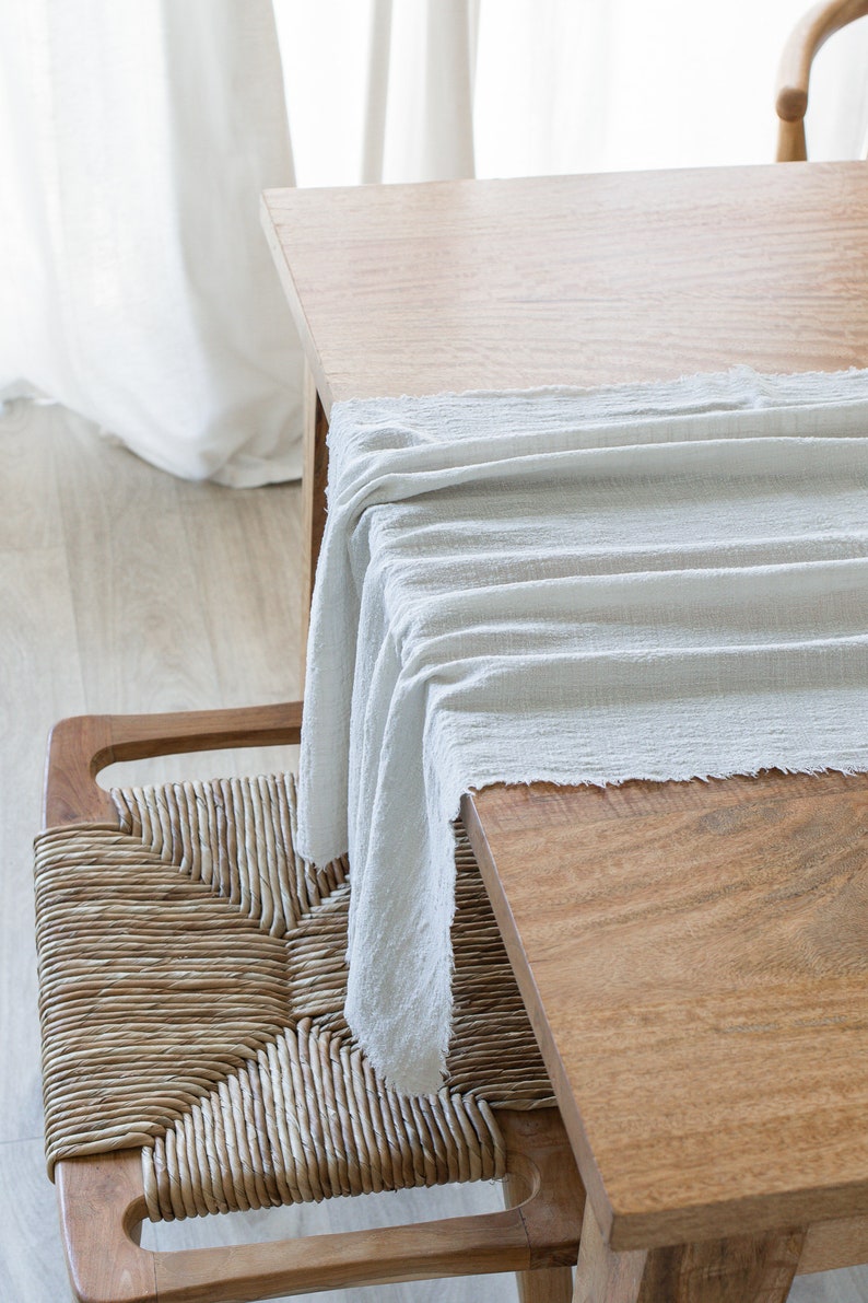 Sand Table Runner Light Beige Frayed Cotton Table Runner - Etsy