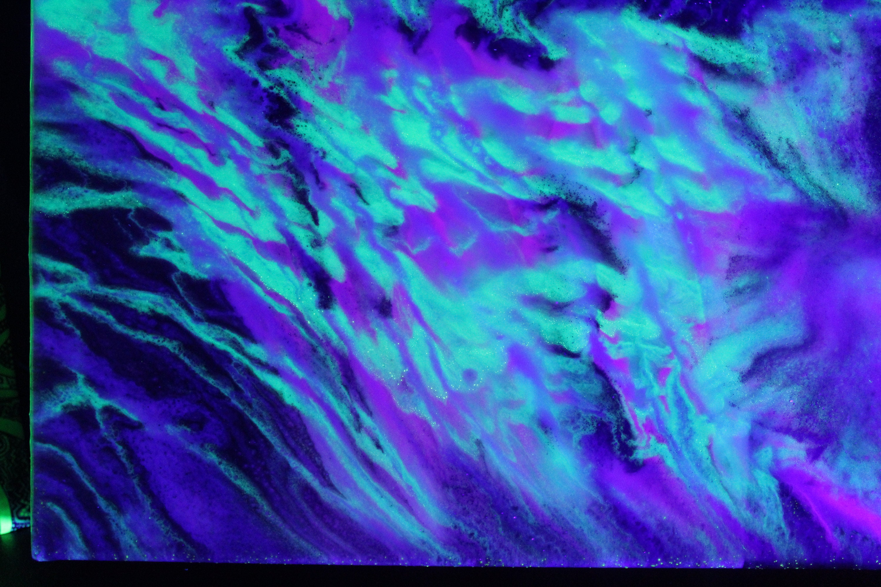 20x10 'purplemint Electric Eel' Golden Glow in the Dark Epoxy Resin ...