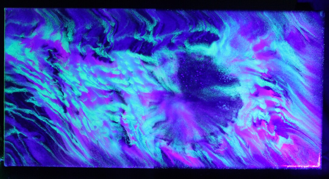 20x10 'purplemint Electric Eel' Golden Glow in the Dark Epoxy Resin ...