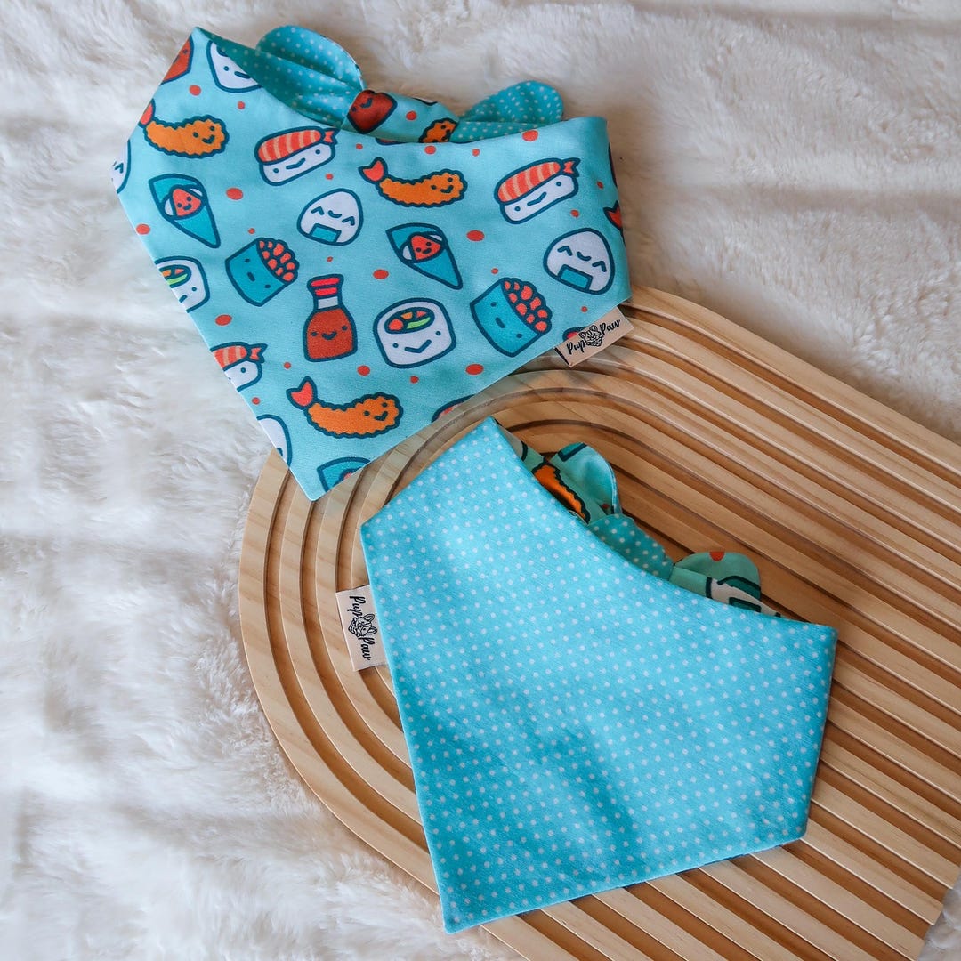 Kawaii Asian Food Sushi Reversible Dog Bandana | Bark & Roll Bandana ...