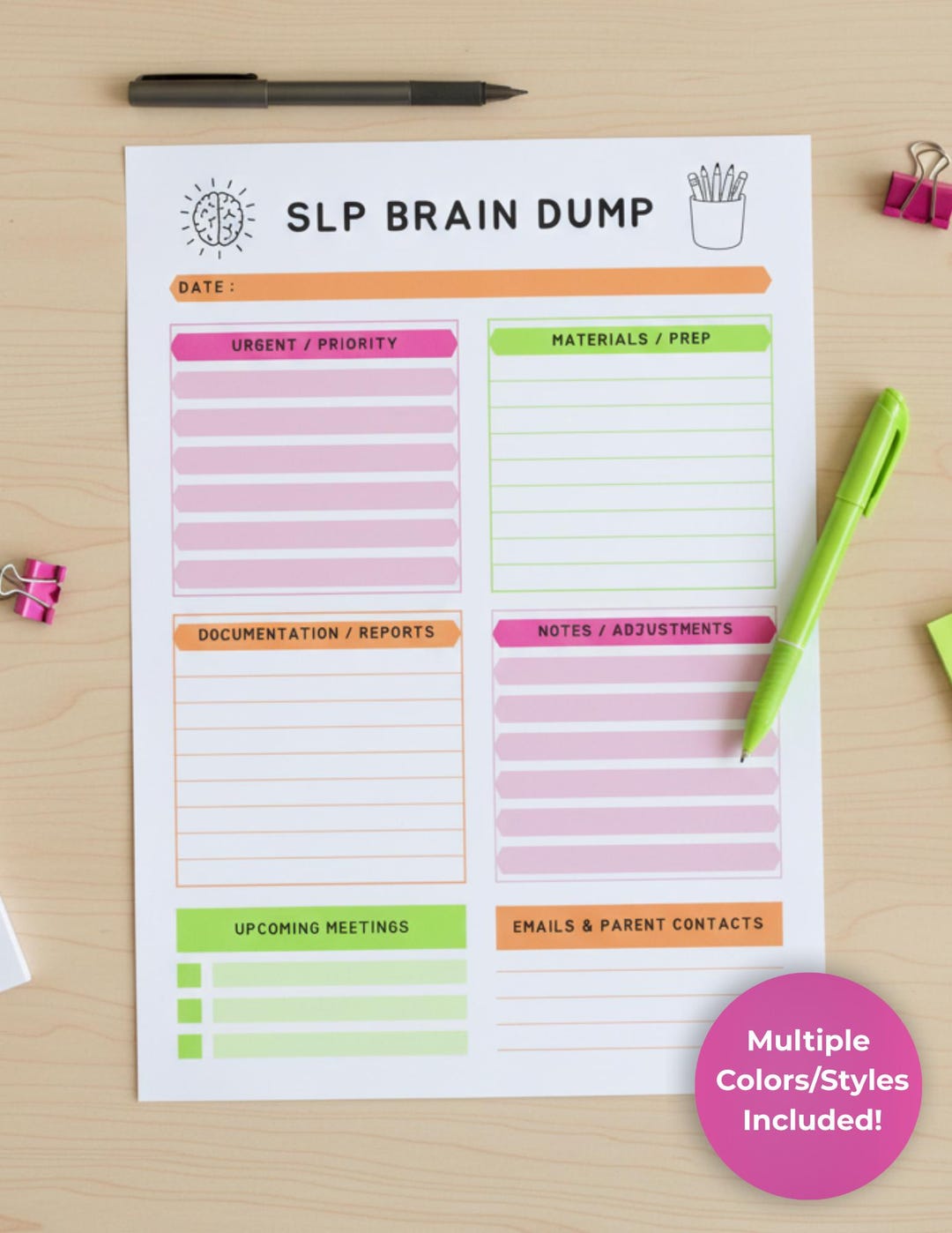 SLP Brain Dump Printable | Speech Language Pathologist Therapy Service ...