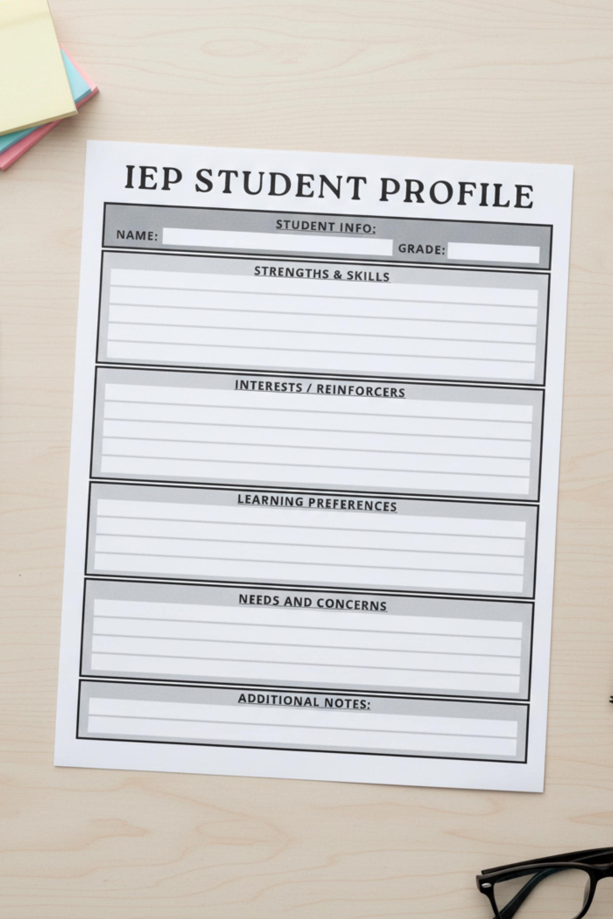 IEP Student Profile Printable | Special Education Teacher Resource (PDF ...