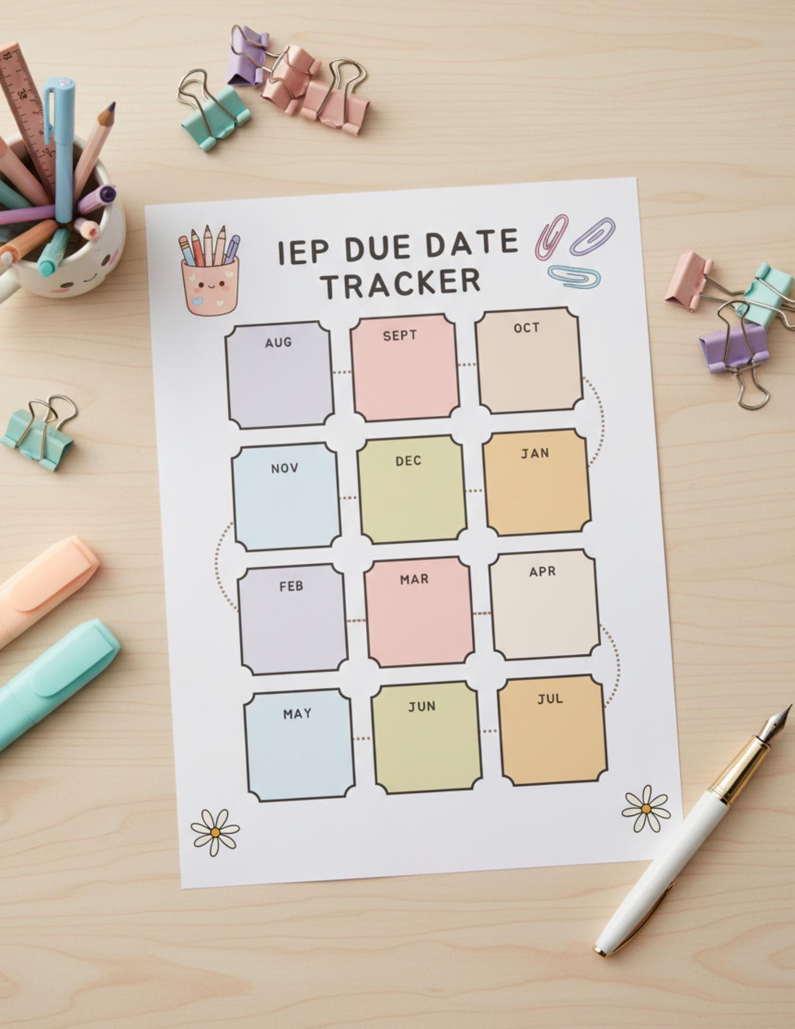 IEP Due Date Tracker Printable | Special Education Teacher Organizer ...