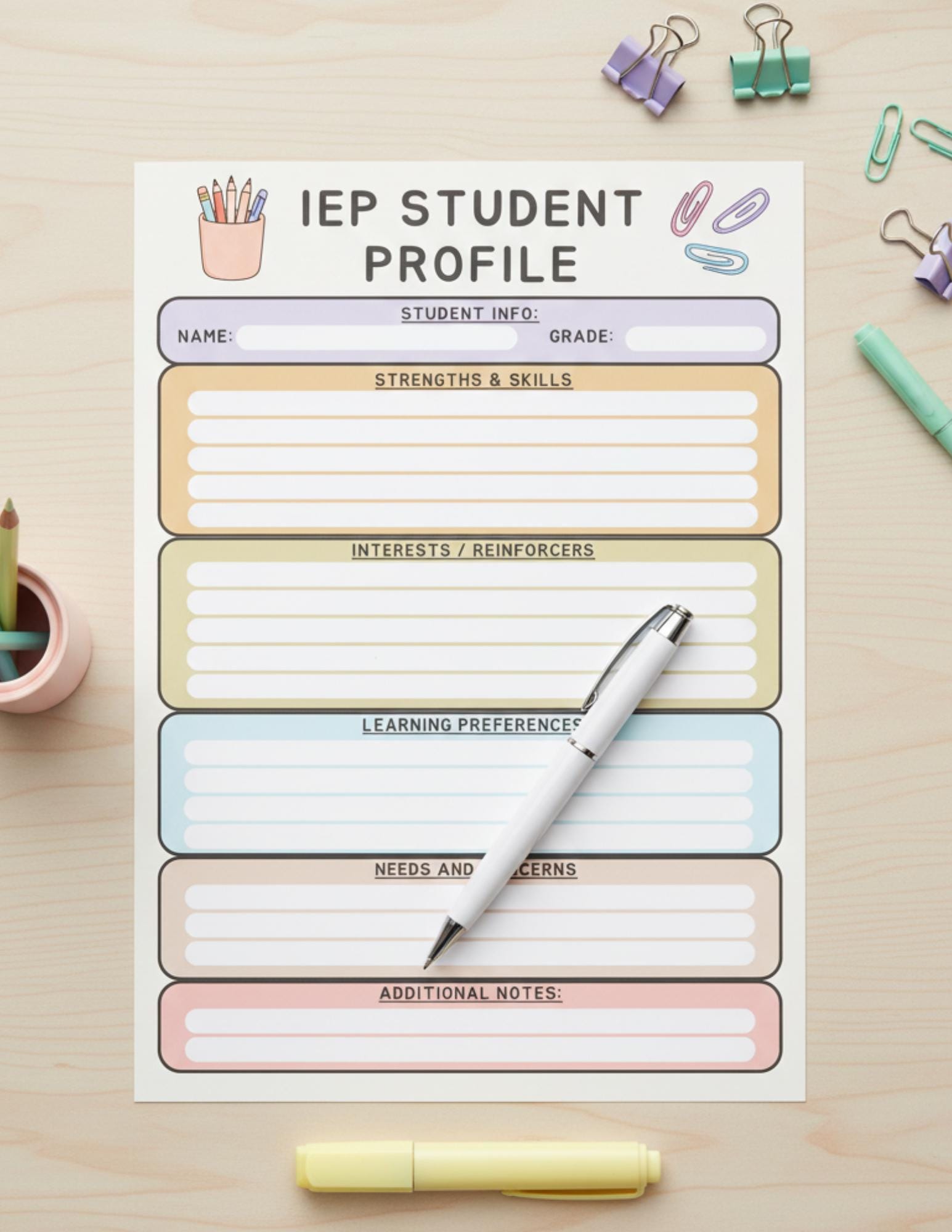 IEP Student Profile Printable | Special Education Teacher Resource (PDF ...