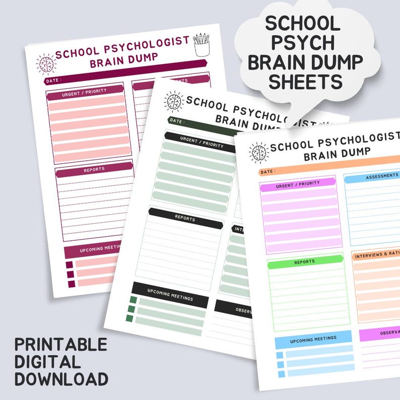 School Psychologist Brain Dump Printable | Caseload Organizer (PDF) - Etsy