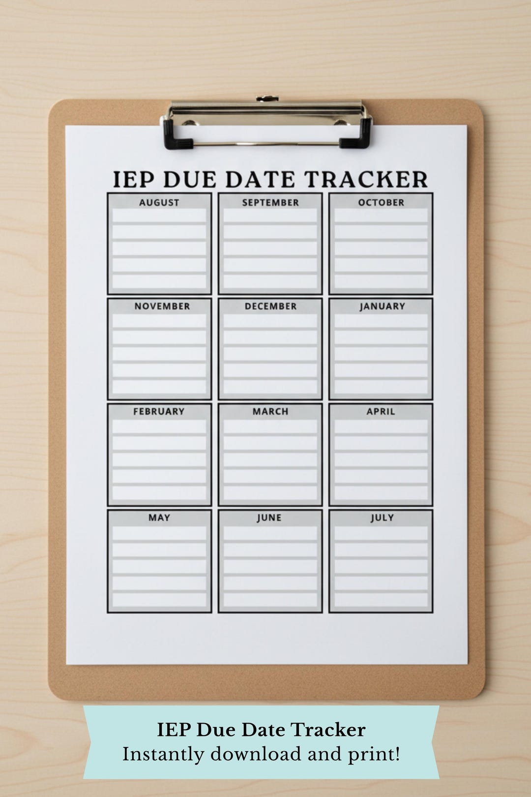 IEP Due Date Tracker Printable | Special Education Teacher Organizer ...