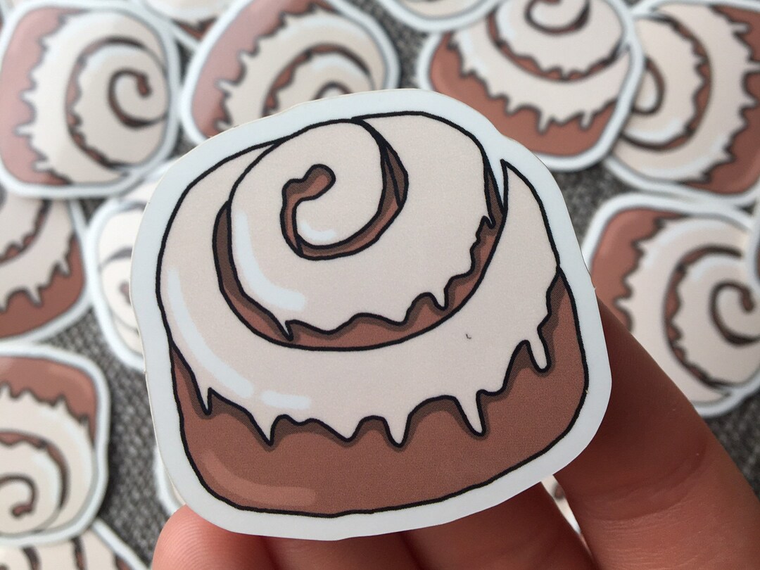 Cinnamon Roll Cute Sticker, Vinyl Waterproof Cartoon Dessert Sweet Bun ...