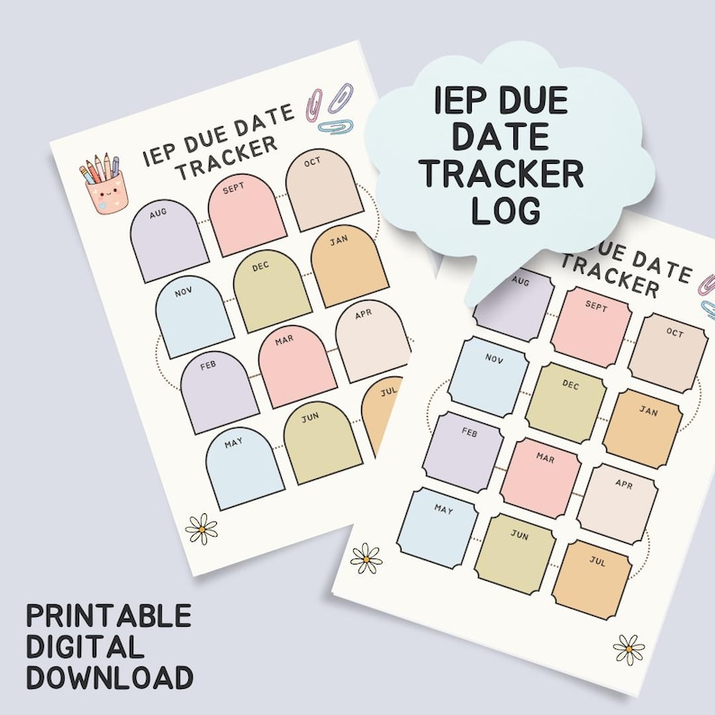 IEP Due Date Tracker Printable | Special Education Teacher Organizer ...