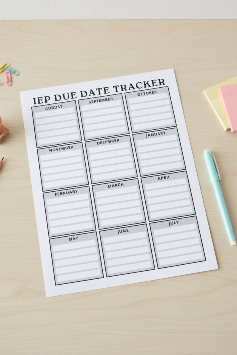 IEP Due Date Tracker Printable | Special Education Teacher Organizer ...