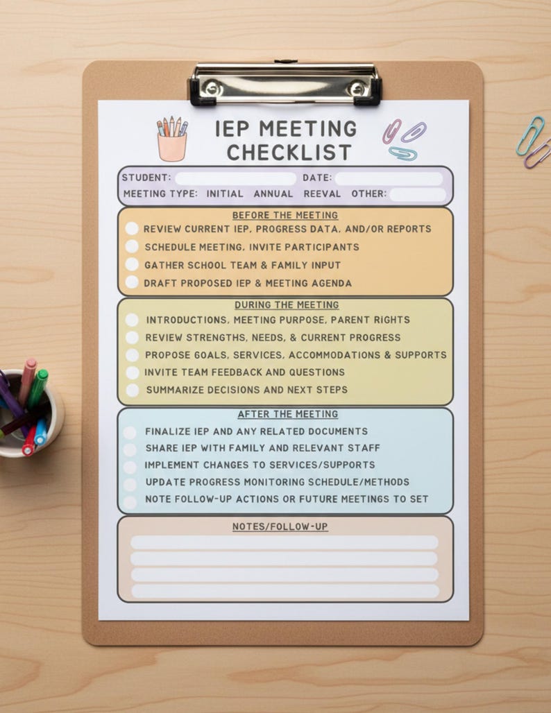 IEP Meeting Checklist Editable Template, Custom Special Education ...