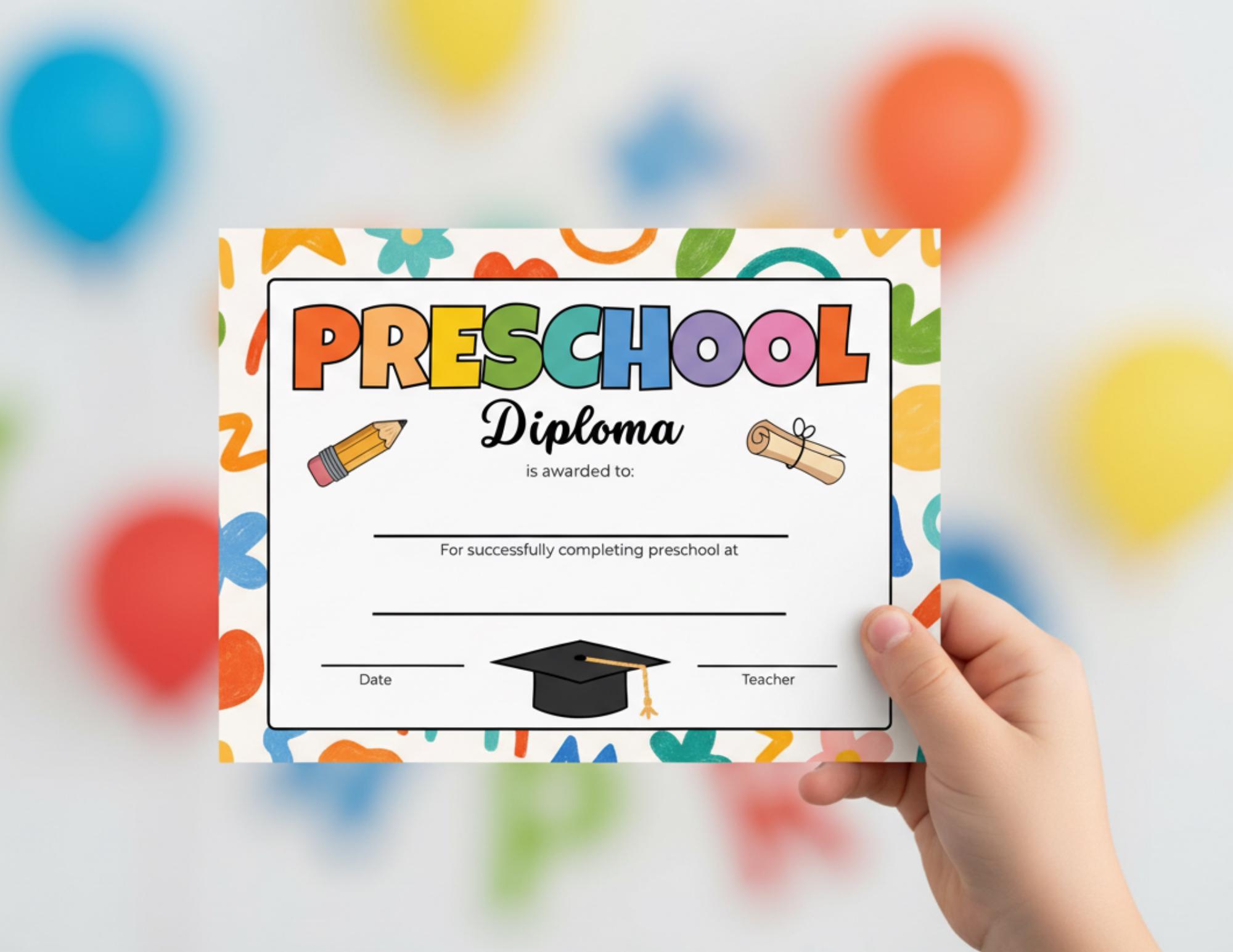 Preschool Graduation Diploma Template, Editable Canva Certificate, Pre ...