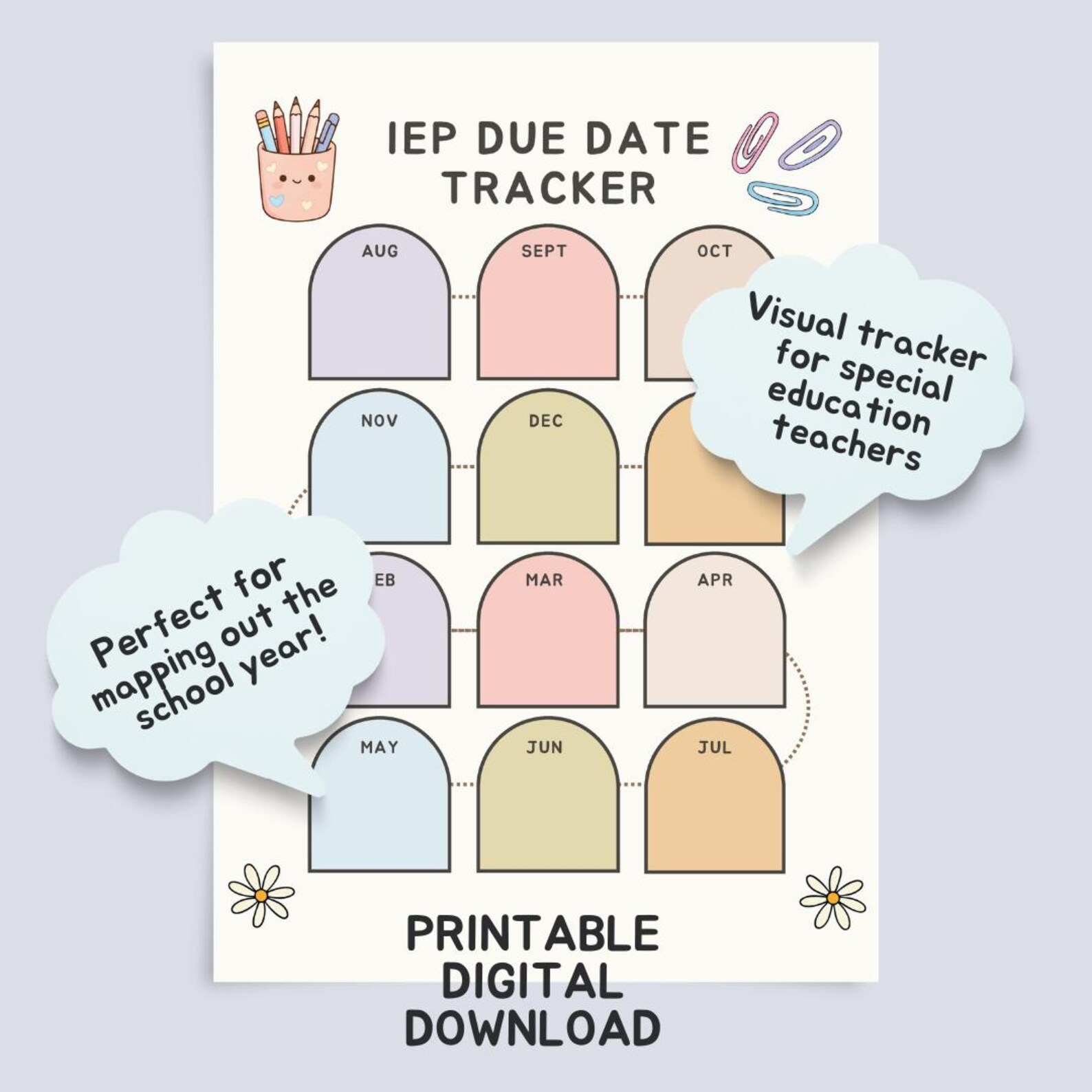 IEP Due Date Tracker Printable | Special Education Teacher Organizer ...