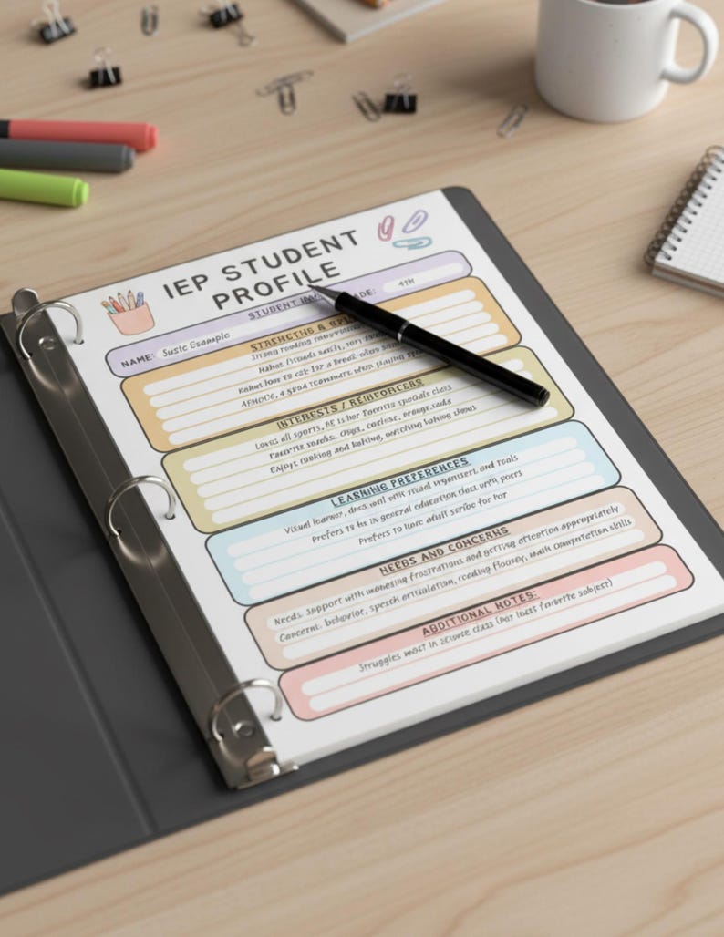 IEP Student Profile Printable | Special Education Teacher Resource (PDF ...