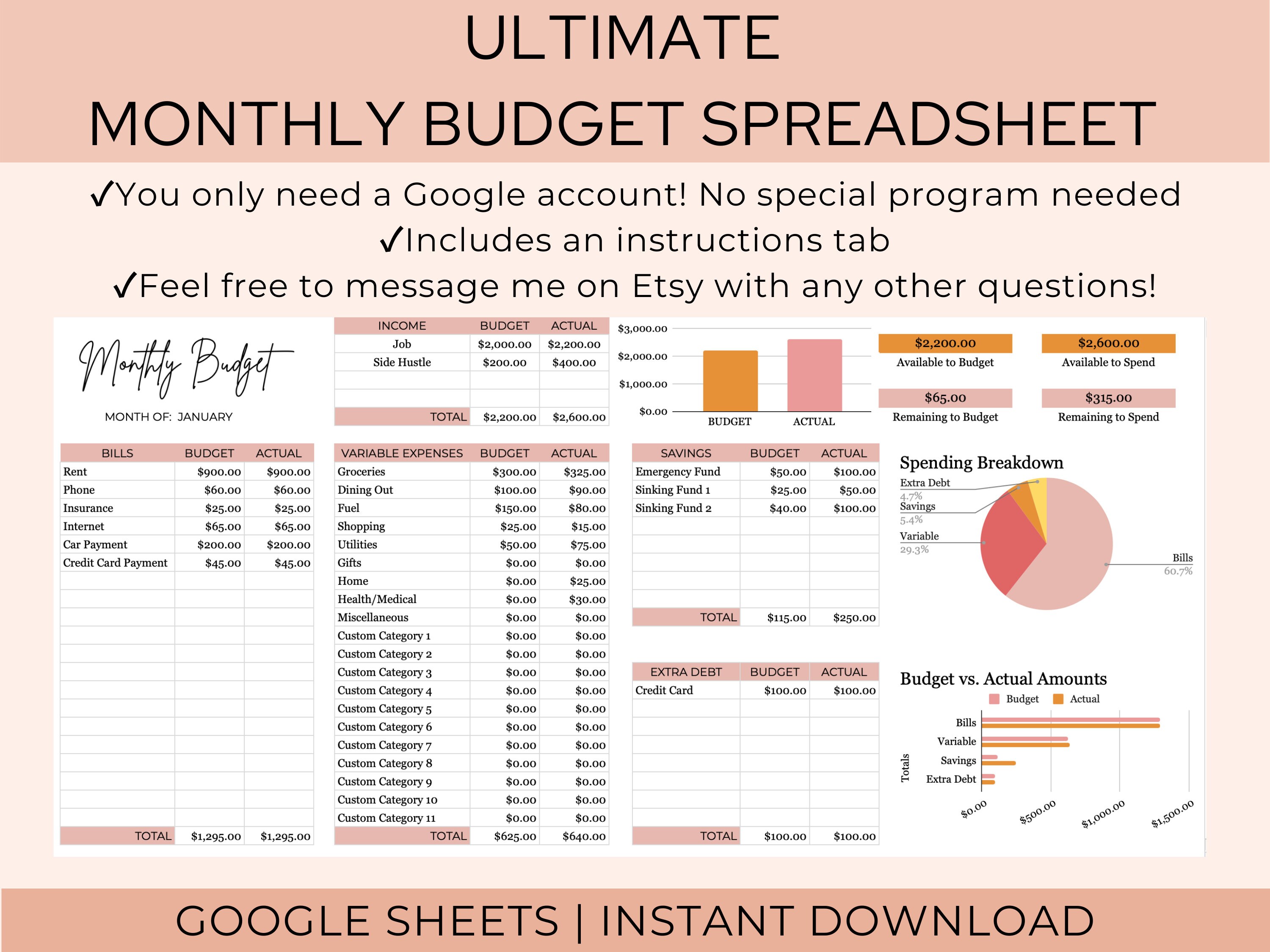 Monthly Budget Template For Google Sheets Weekly Budget Template Vrogue