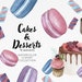 Watercolor Sweet Desserts Clipart Cakes Macaron and - Etsy