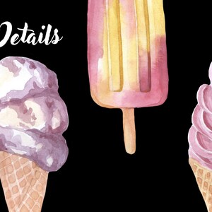 Watercolor Ice Cream Clipart Popsicles Desserts Graphics - Etsy