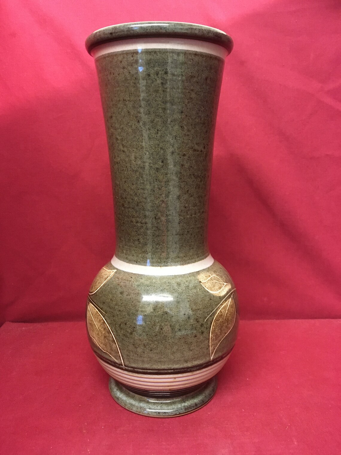 Vitage Denby Stoneware Trumpet Vase 'fresco' Leaf Pattern - Etsy UK