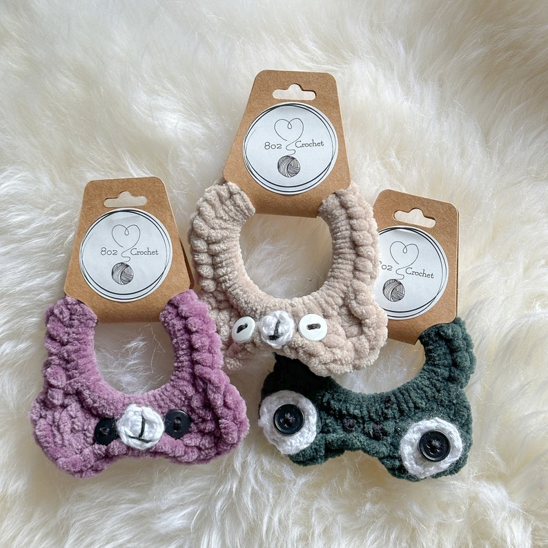 Cute Crochet Critter Hair Tie | Handmade Soft Plush Bear & Frog ...