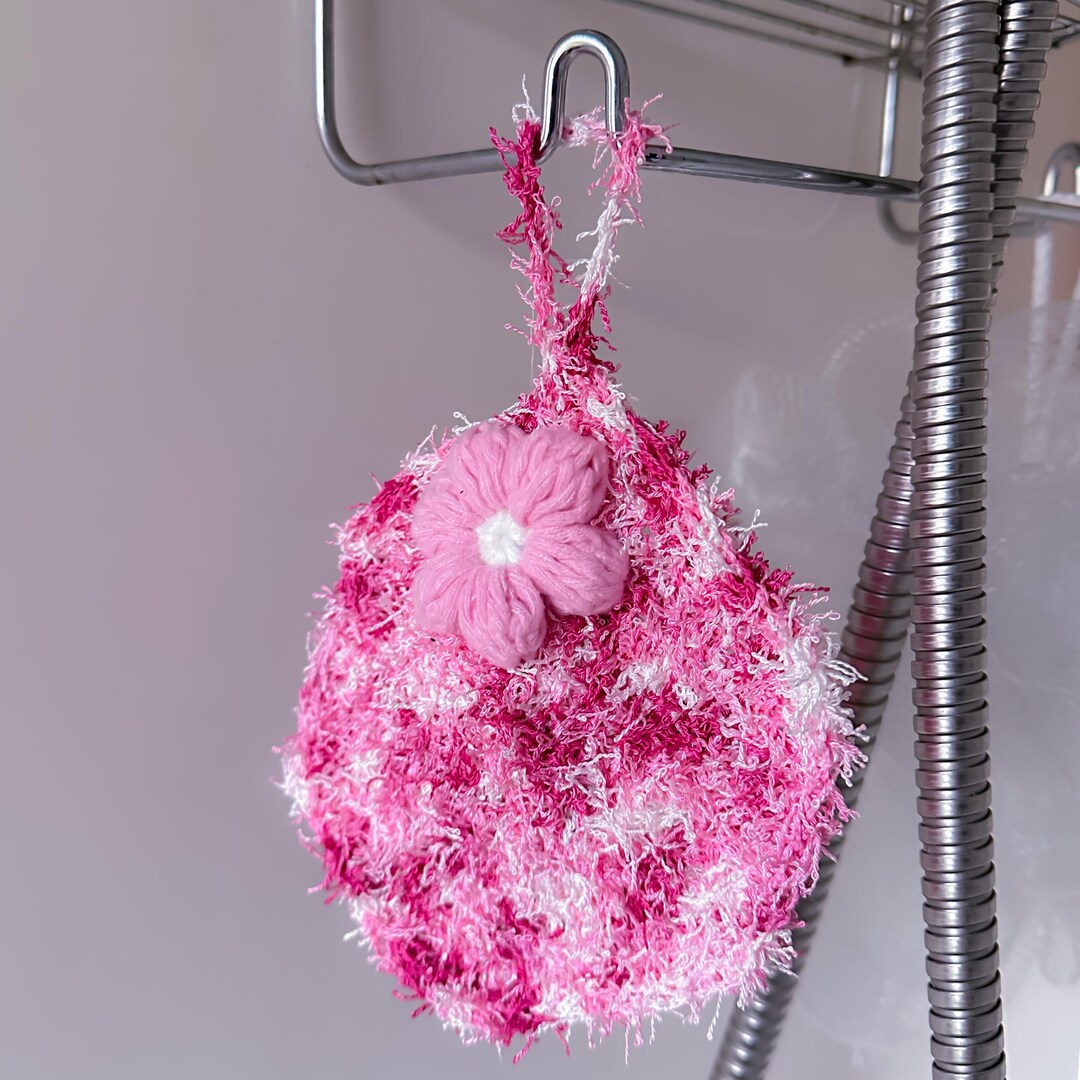 Decorative Puff Flower Scrubbies | Handmade Polyester Scrub Cloth for ...