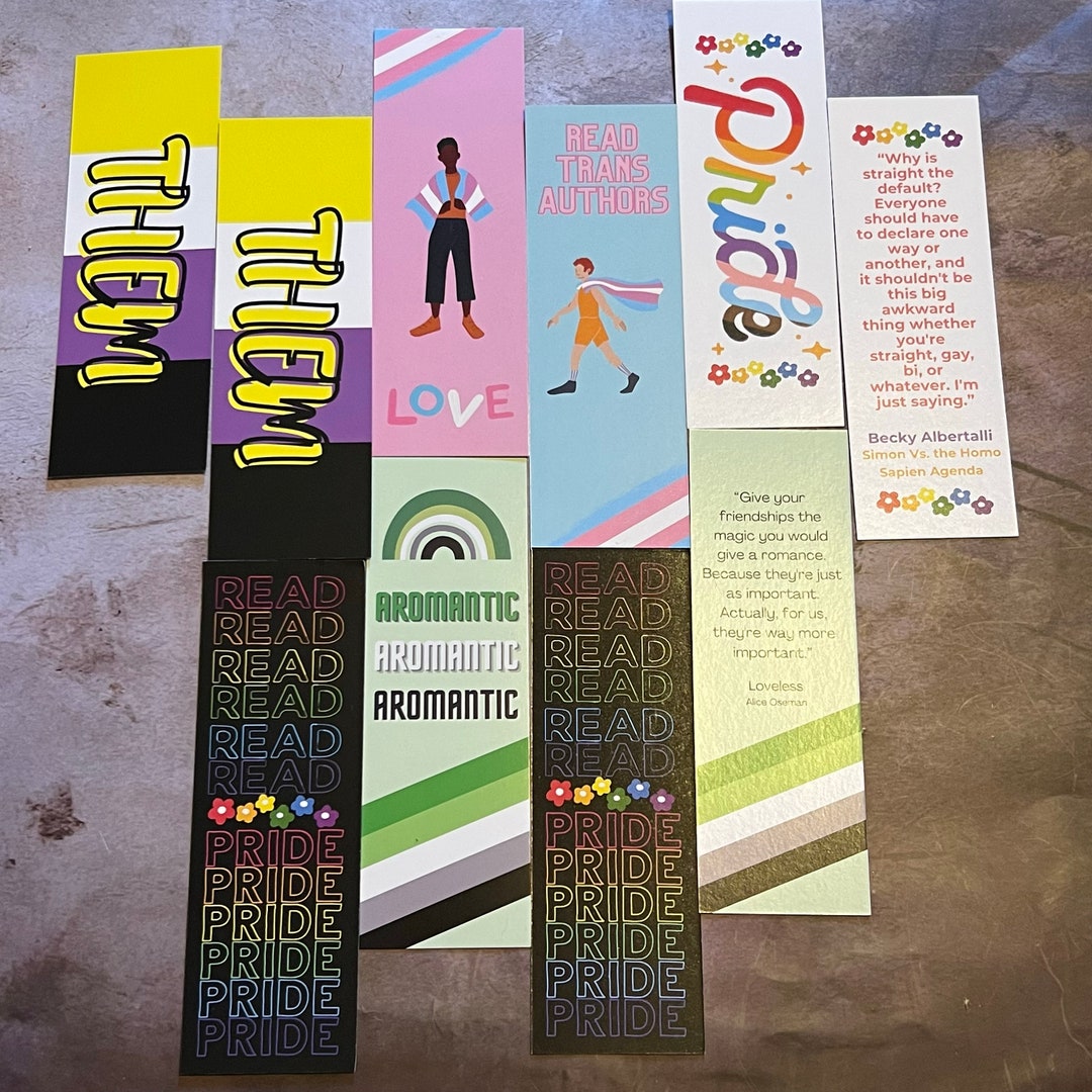 Pride Bookmarks Set of Five: 6x2 Double Sided; Aromantic, Read Pride ...