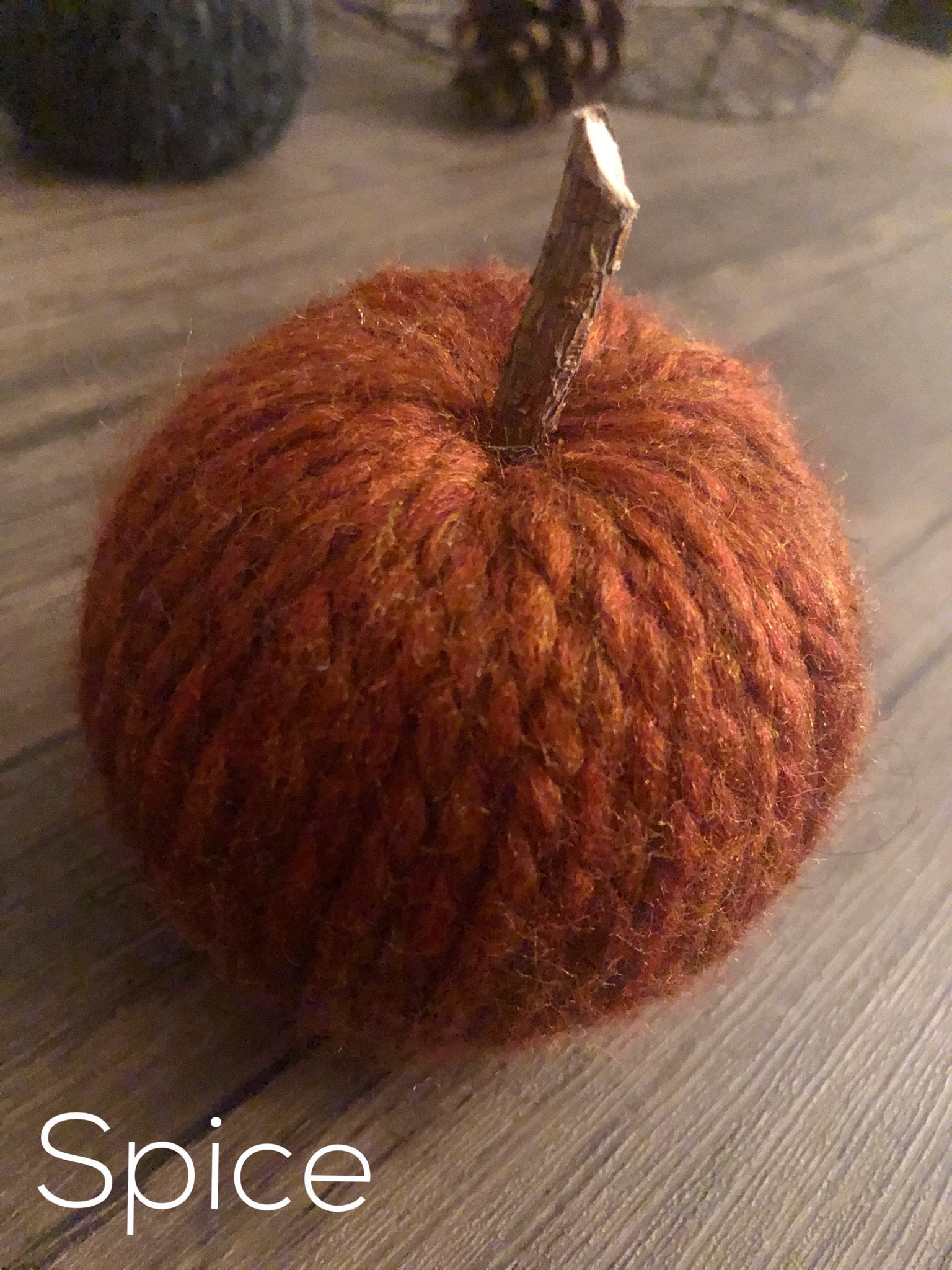 Sets of Three - 3" Yarn Pumpkin W/ Tree Branch Stem - Etsy