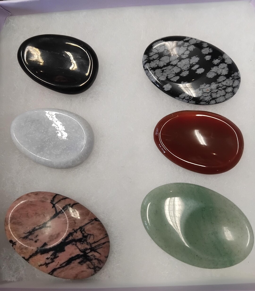 Thumb Stones- Jet-snowflake Obsidian-carnelian-rhodonite-green ...
