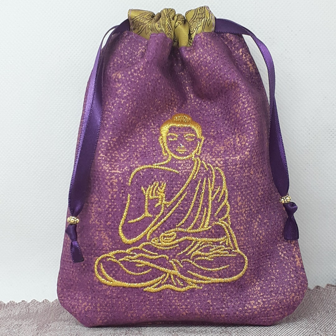 Mala- Prayer Beads Pouch Bag, Lined Pouch, Embroidery-buddha- Handmade ...
