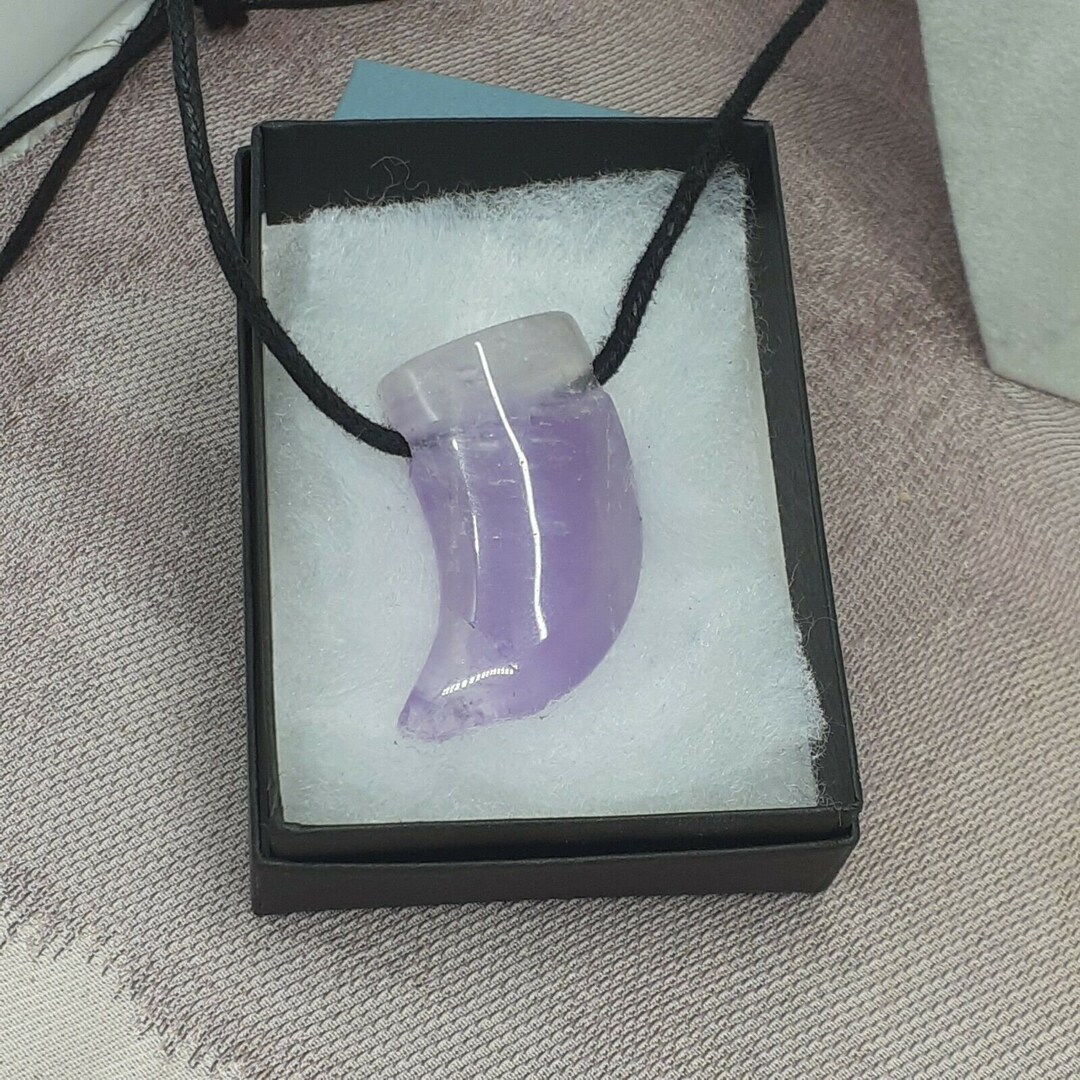 Amethyst Claw Pendant: 35mm Crystal on Black Cord - Gift Box - Etsy