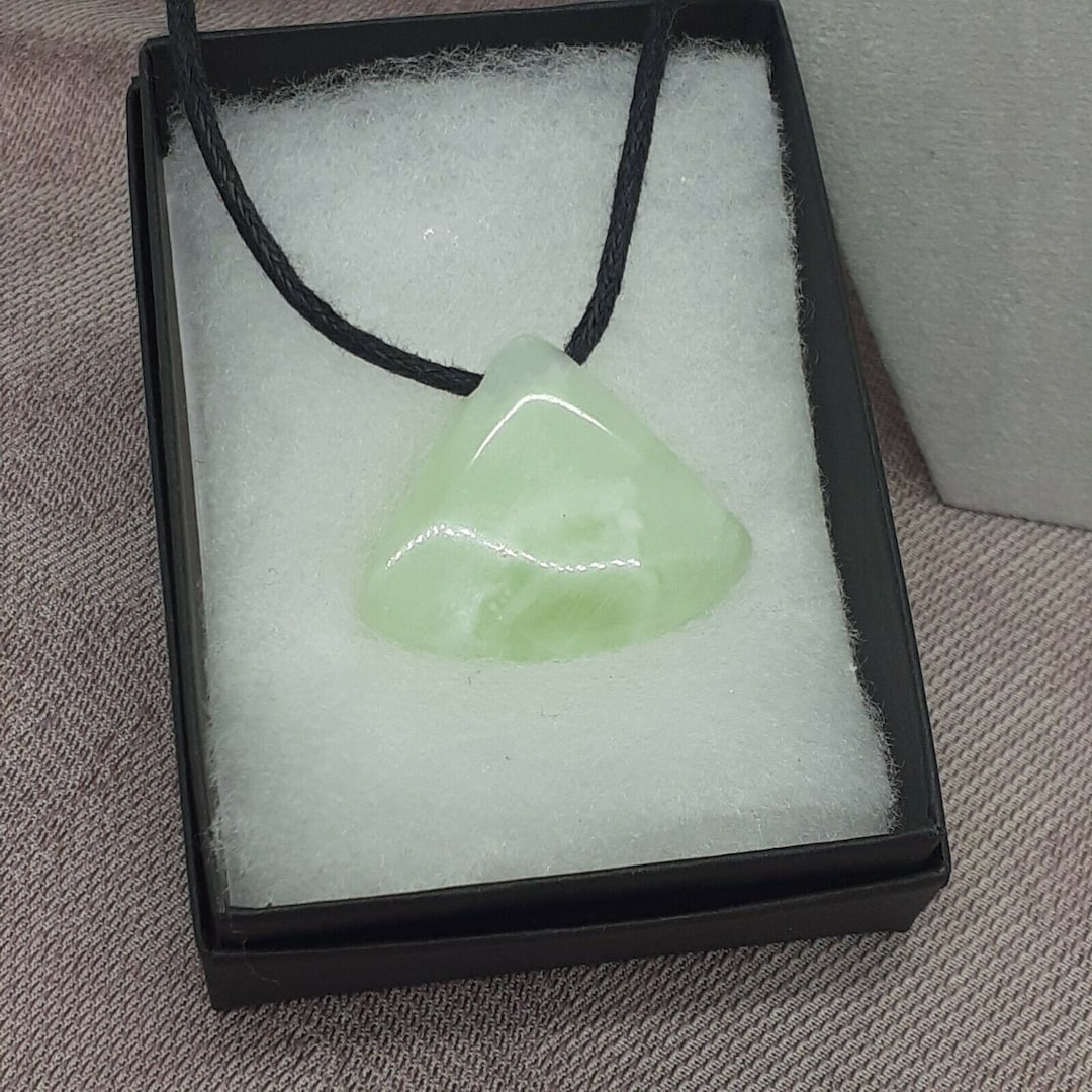 Art Deco New Jade Pendant: Serpentine Stone With Black Cord - Etsy
