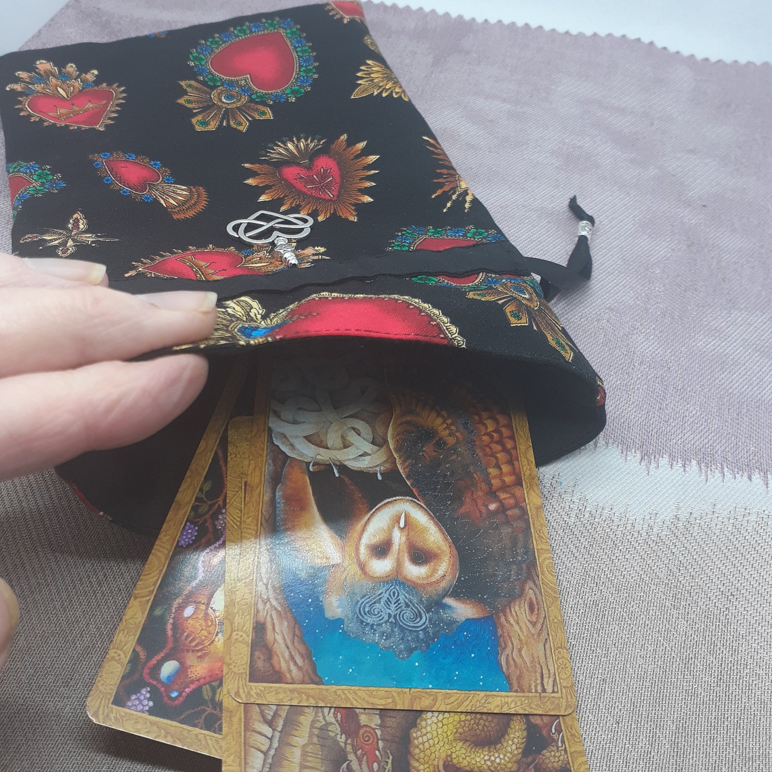Deluxe Tarot Cards Pouch Bag, Lined Pouch, Handmade -hearts-celtic ...