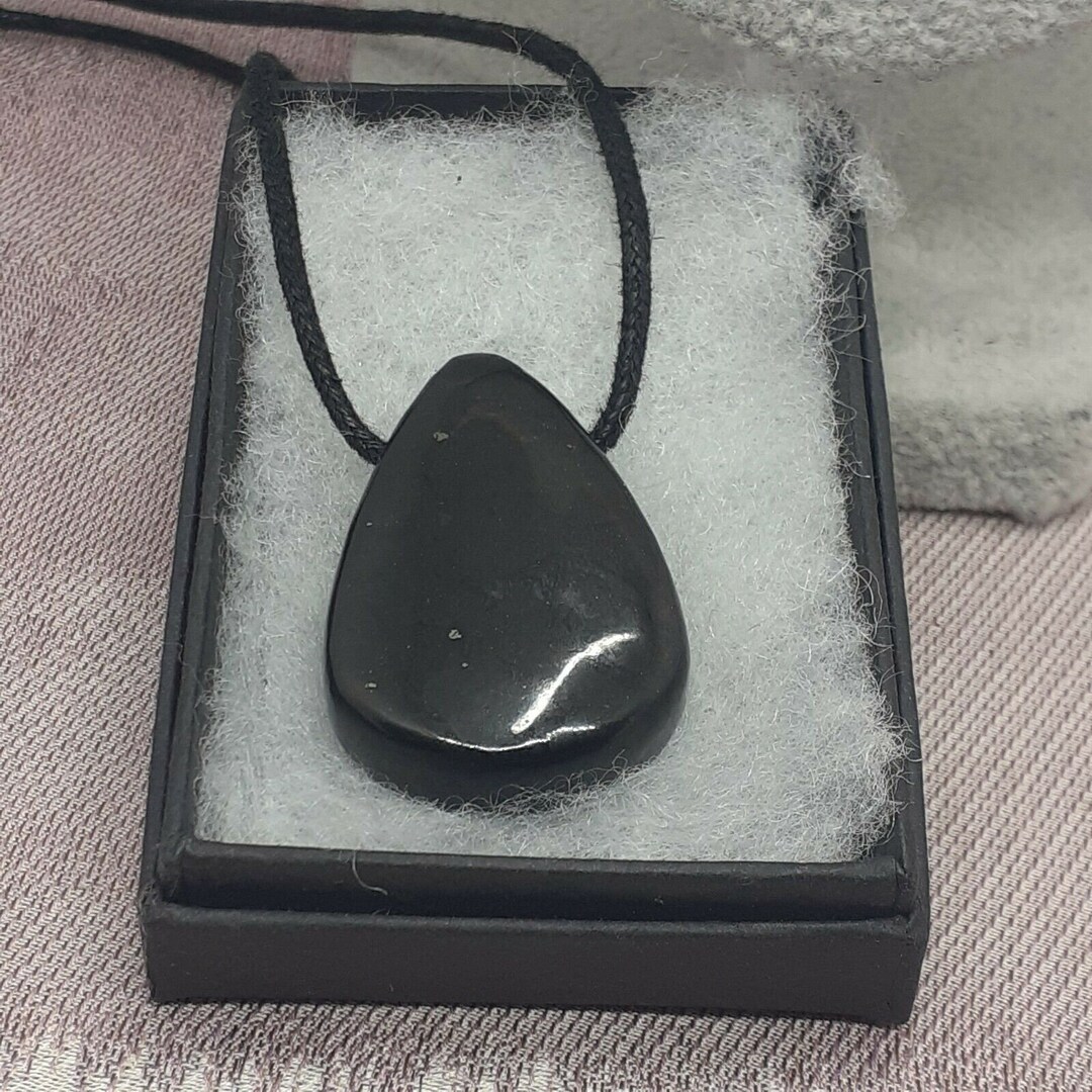 SHUNGITE- Pendant- Black Cord- Gift Box- Gift-yourself- Friends-family ...