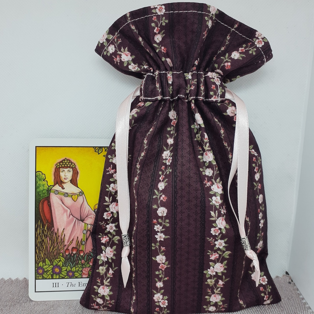 Deluxe Tarot Cards Pouch Bag, Lined Pouch, Handmade - Gold-leaves-charm ...