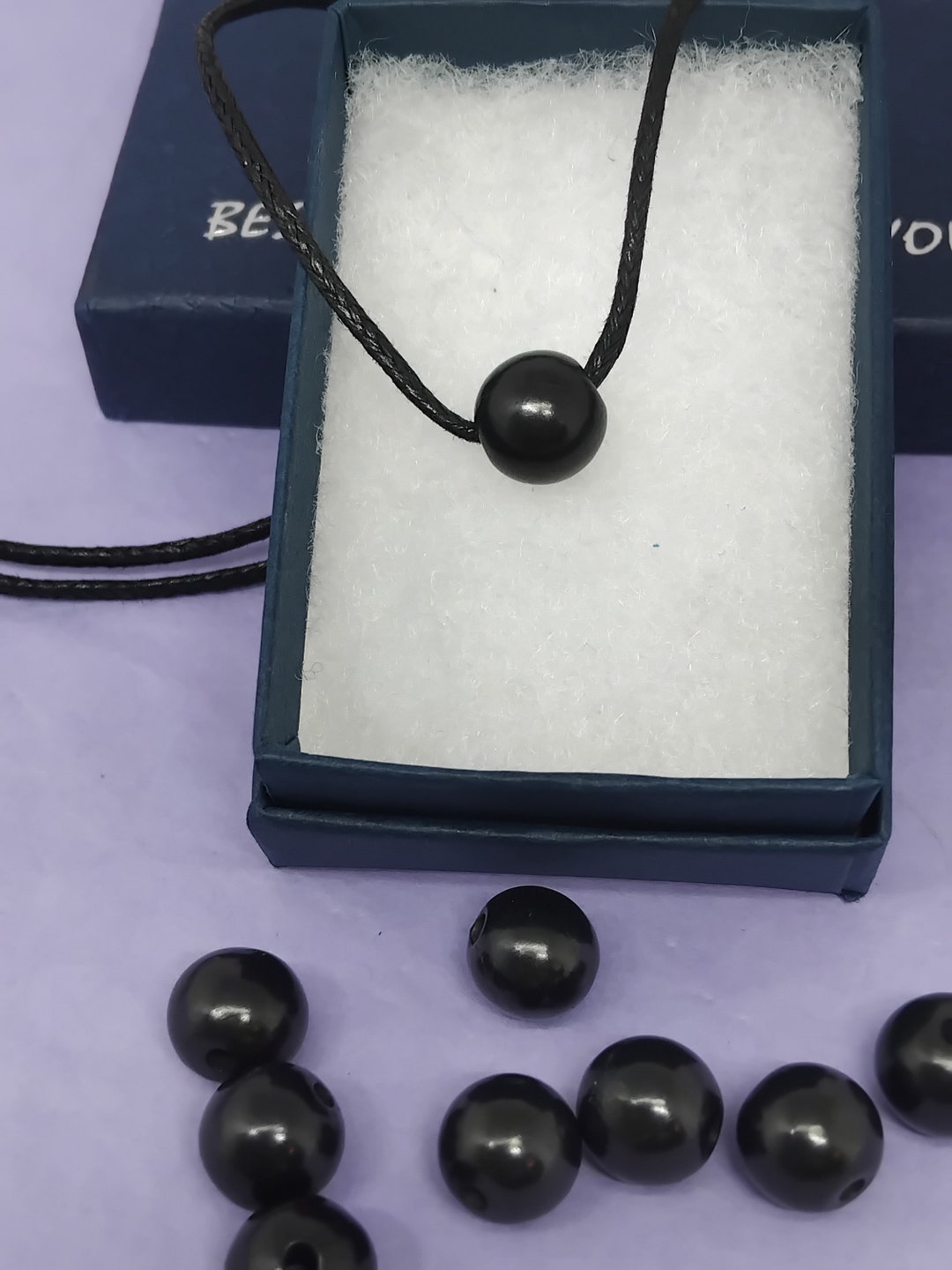 Shungite 10mm Round Pendant Black Cord Gift Box Gift Yourself Friend ...