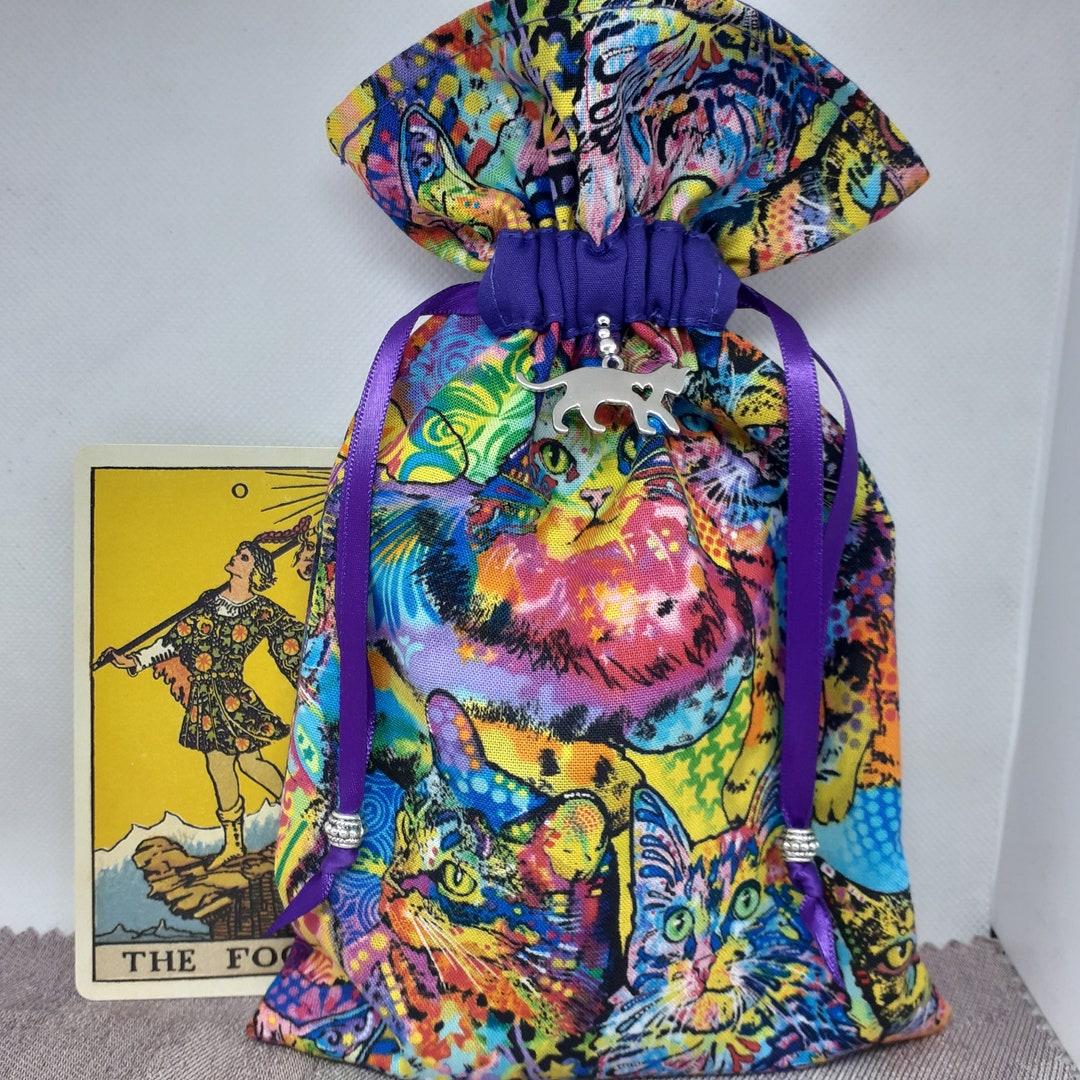 Deluxe Tarot Cards Pouch Bag, Lined Pouch, Handmade -CATS- Charm ...