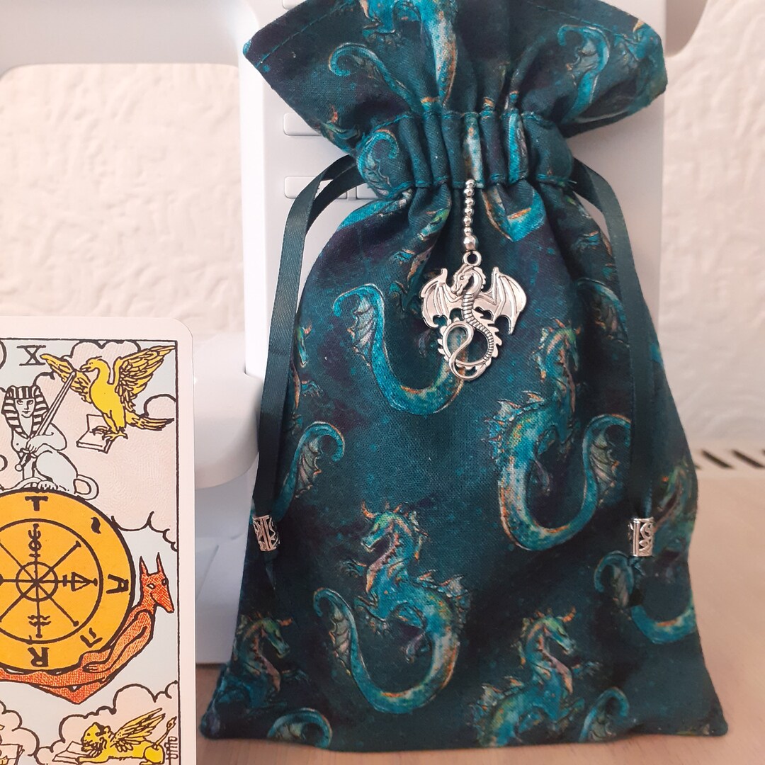Deluxe Tarot Cards Pouch Bag, Lined Pouch, Handmade -dragon- Charm ...