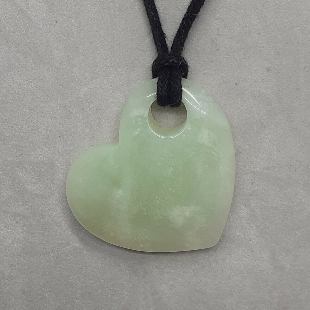 New Jade heart Large 50 Mm Pendant Black Cord-gift-yourself Friends ...