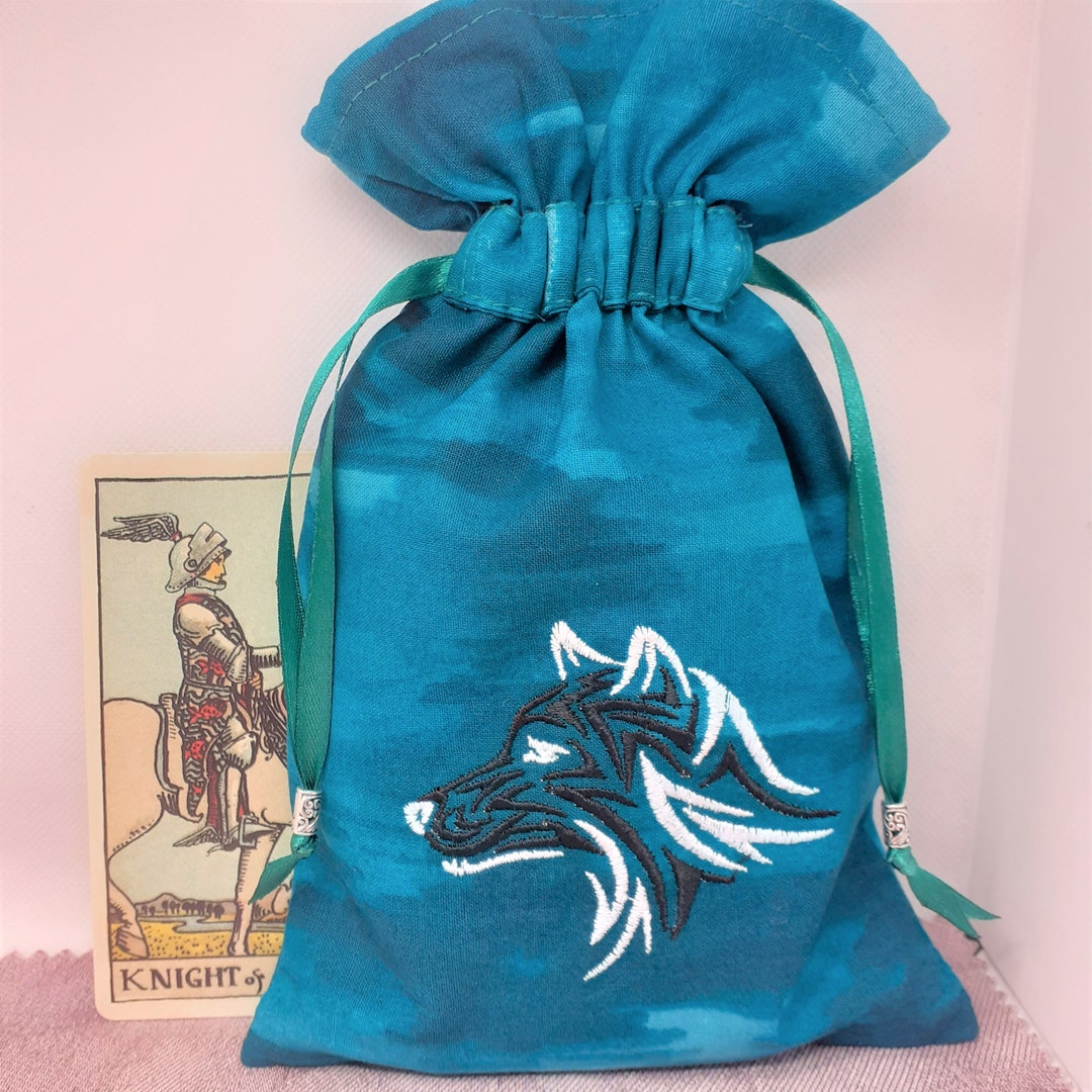 Handmade Embroidered Wolf Tarot Card Pouch With Tibetan Silver Beads - Etsy