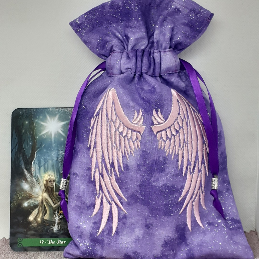 Deluxe Tarot Cards Pouch Bag, Lined Pouch, Handmade embroidery Angel ...