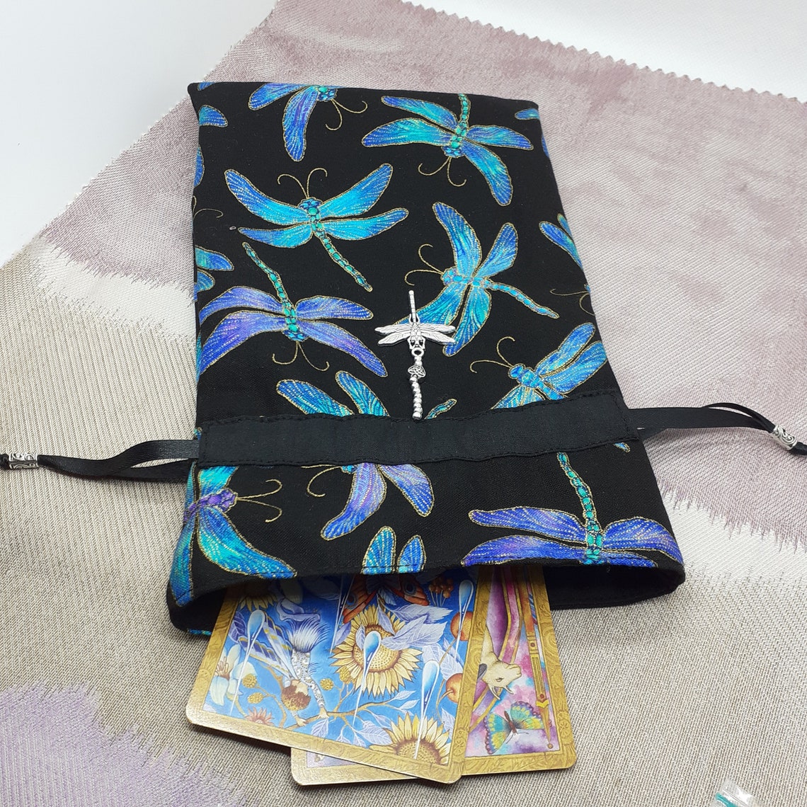 Deluxe Tarot Cards Pouch Bag, Lined Pouch, Handmade -dragonfly-charm ...