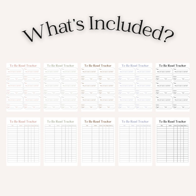 Minimalist Printable To-be-read Tracker PDF Reading Journal Instant ...