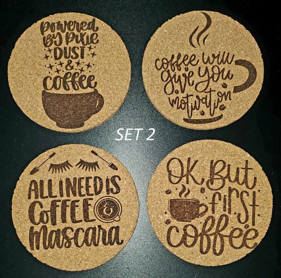 Coffee Coasters/cork/drink/coaster/coffee/laser Engraved/free - Etsy