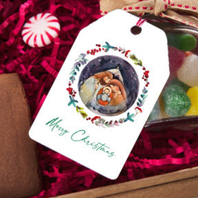 Christmas Nativity, Nativity Tag, Christmas Tag, Manger Scene Tag ...